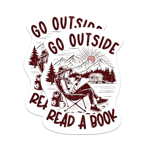 (2 Pack) Go Outside Read A Book Stickers - Outdoorsman Book Reading in ...