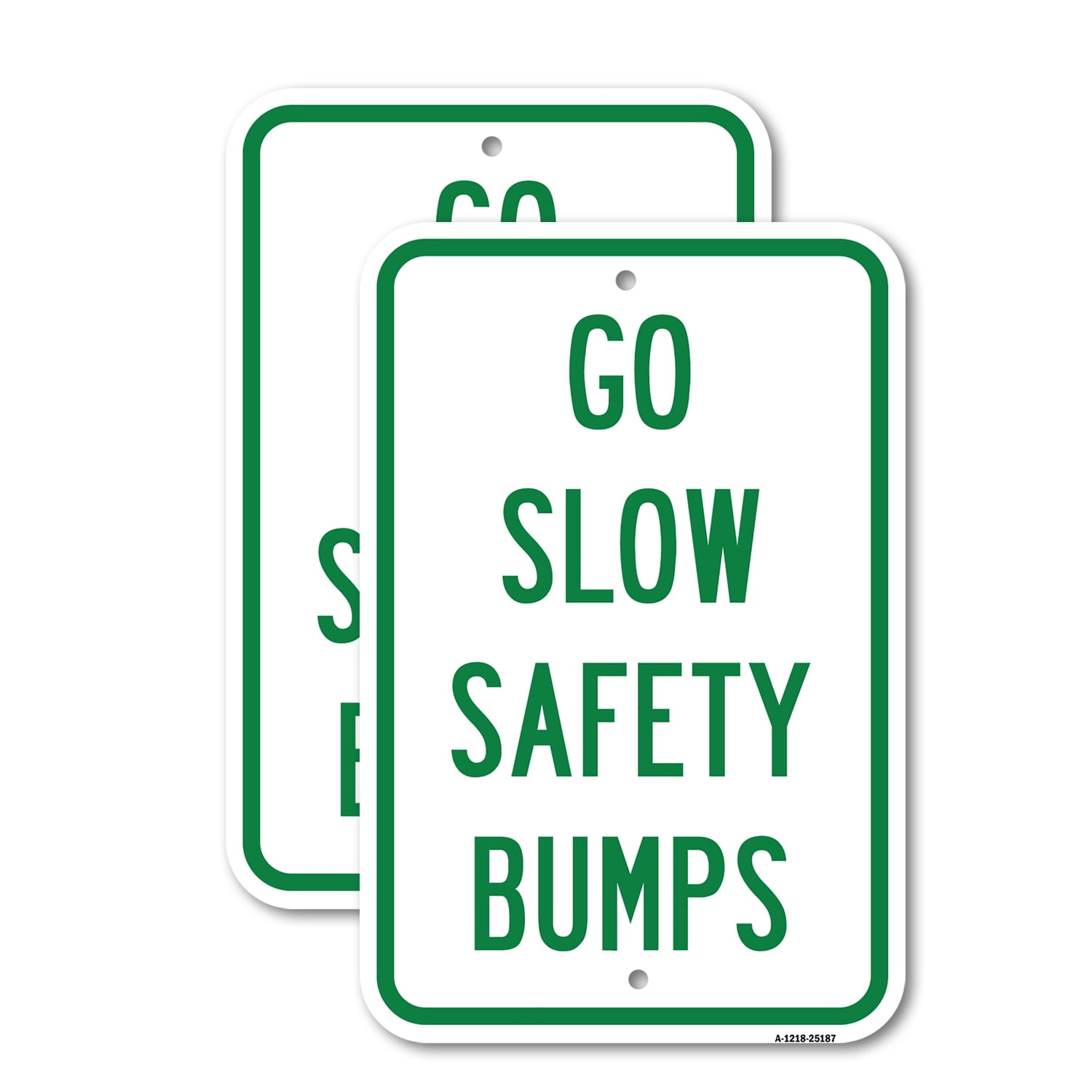 (2 Pack) Go Slow Safety Bumps | 18" X 24" Heavy-Gauge Aluminum Sign ...