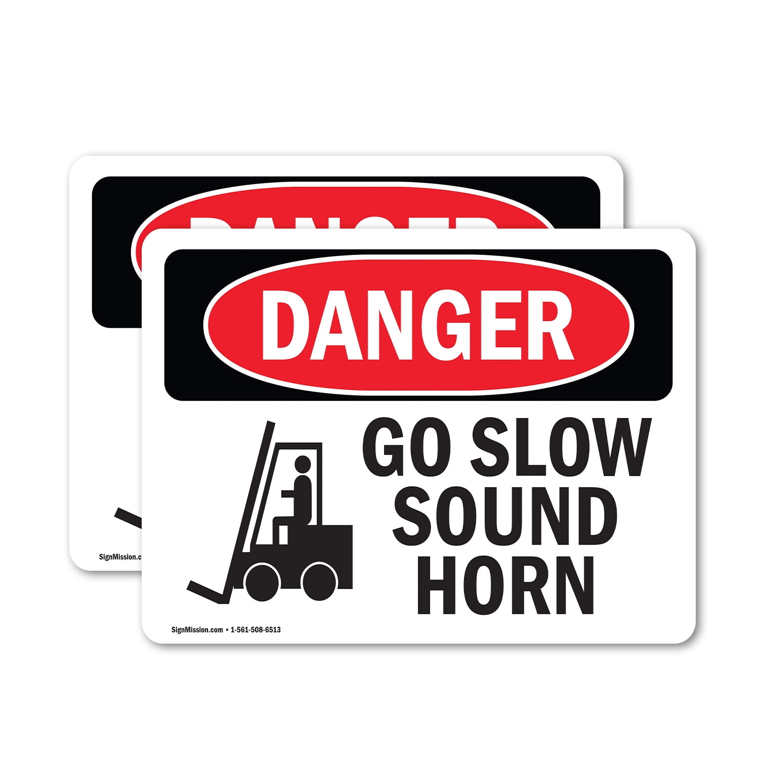 (2 Pack) Go Slow Sound Horn OSHA Danger Sign 24 Inch X 18 Inch Vinyl ...