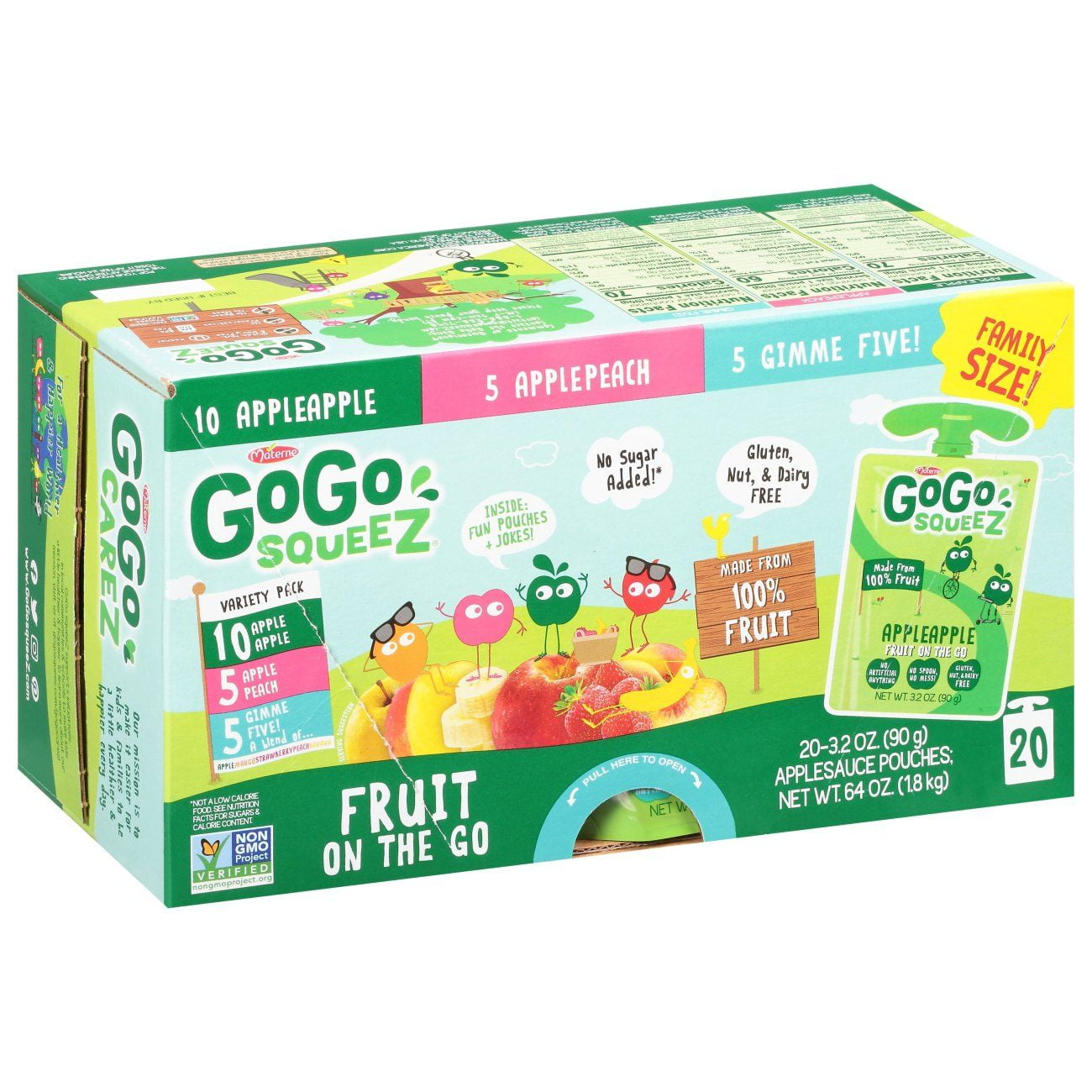 2 Pack - GoGo squeeZ Applesauce Pouches Variety Pack (Apple, Peach, Gimme Five) - 20 ct ...