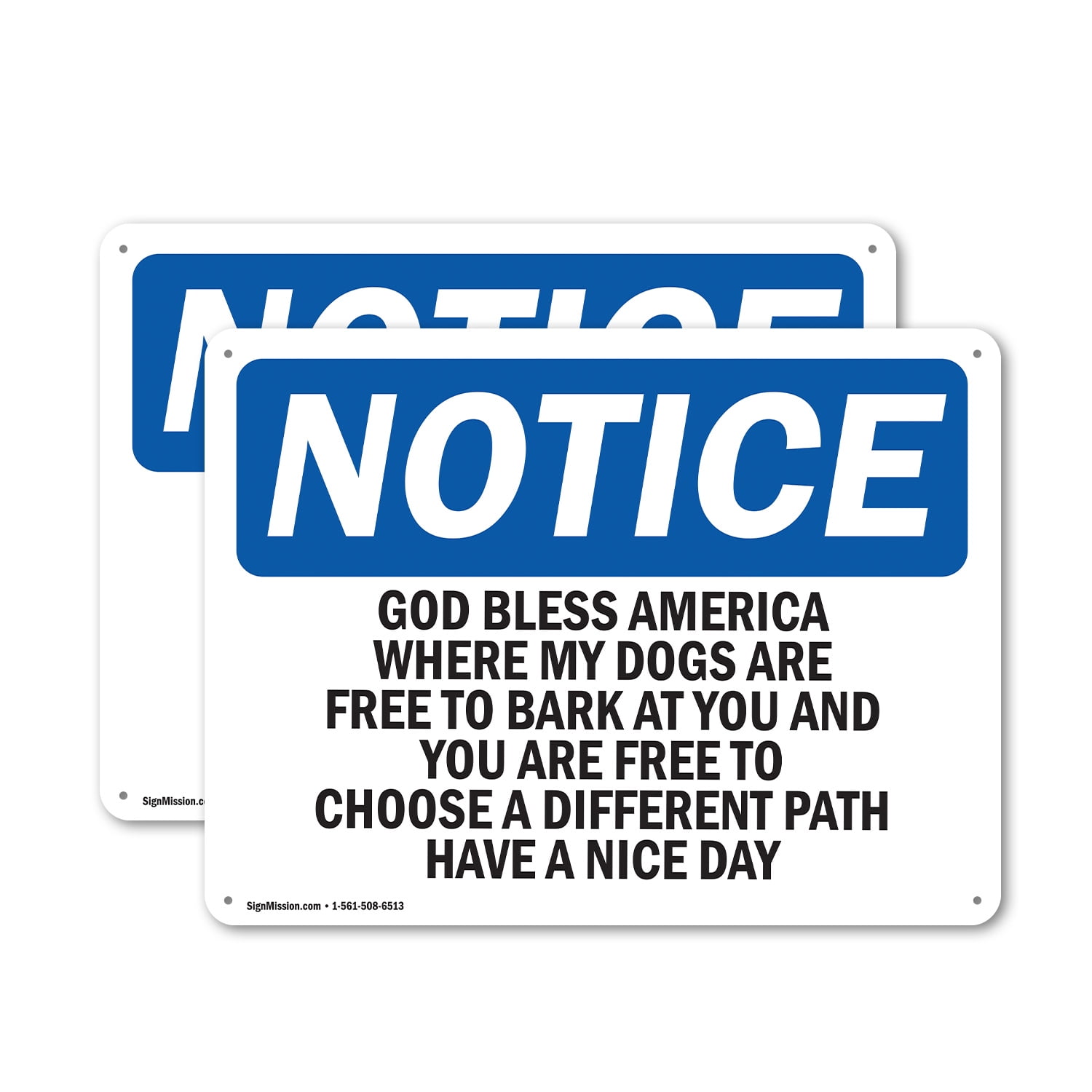 (2 Pack) God Bless America Where My Dogs Are Free OSHA Notice Sign 10 ...