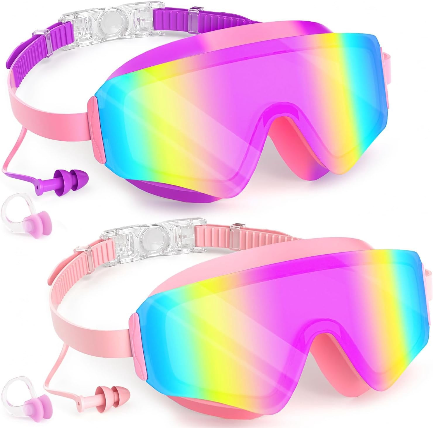 2 Pack Goggles, Frameless Wide View Swim Goggles, Anti-fog & Anti-UV ...