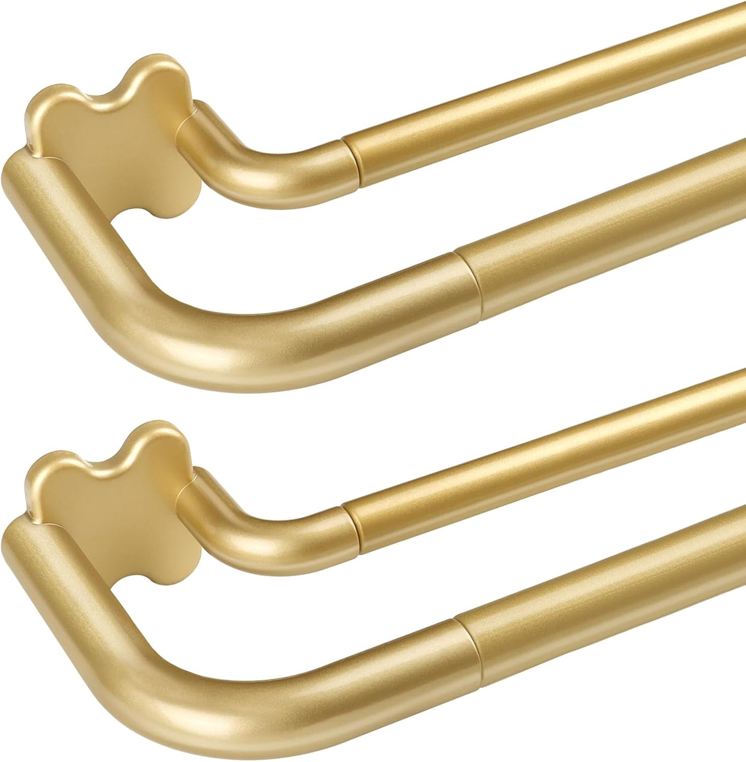 2 Pack Gold Blackout Double Curtain Rods Set, Wrap Around Curtain Rods ...