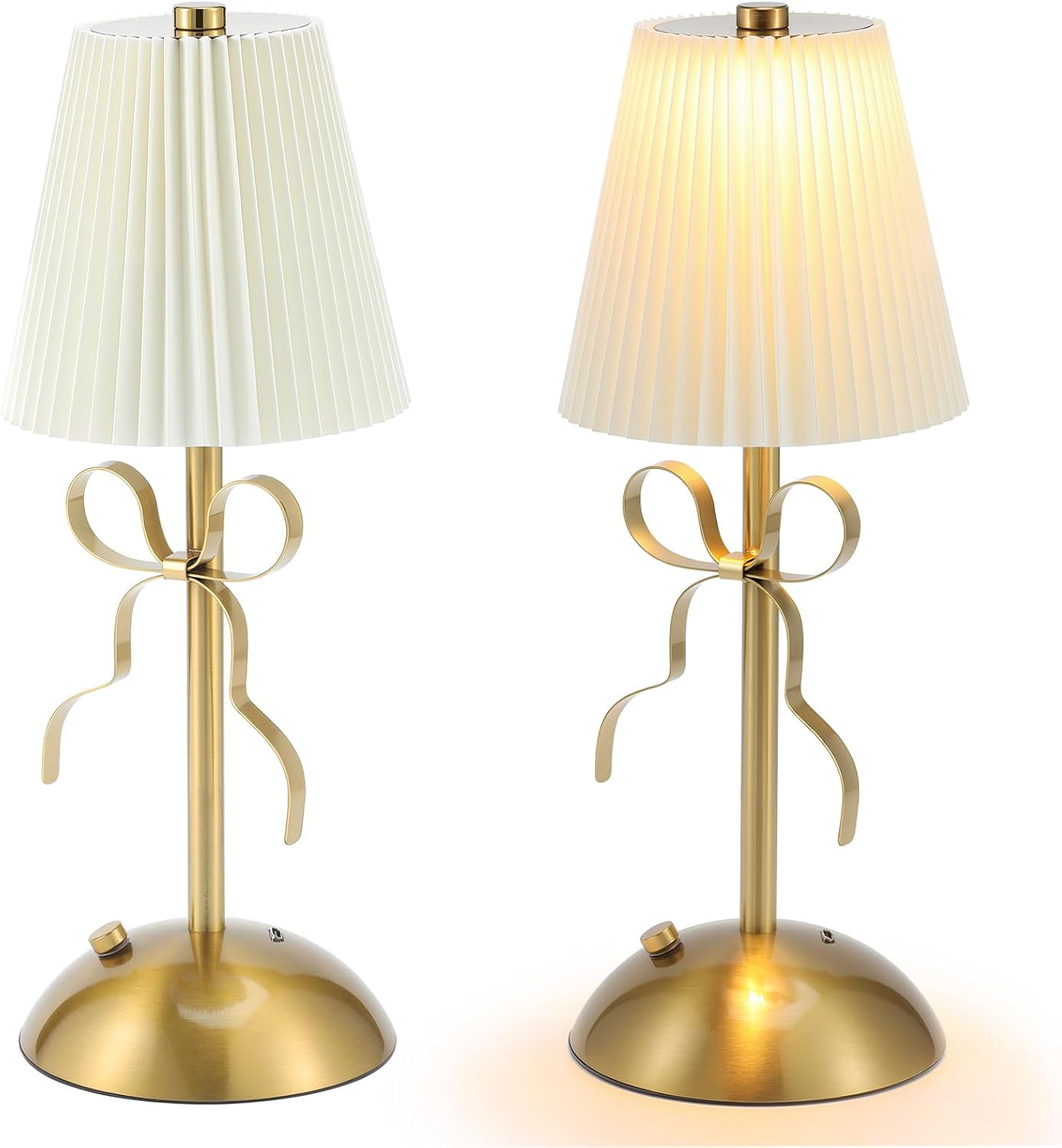 2 Pack Gold Bow Table Lamp 12", Touch Dimmable Bedside Lamps for Girls ...