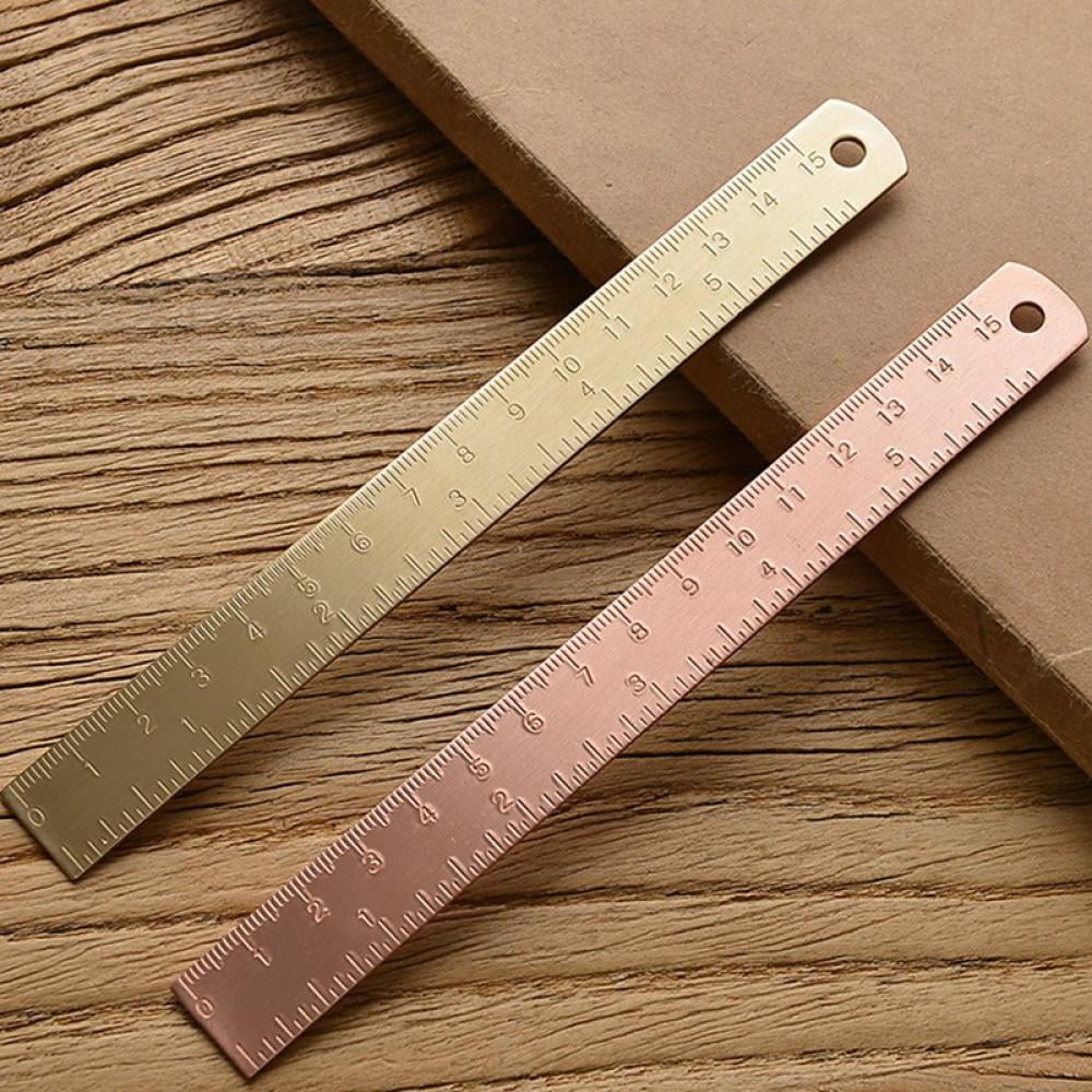 2 Pack Gold Brass Ruler Handy Straight Ruler Vintage Metal Copper ...