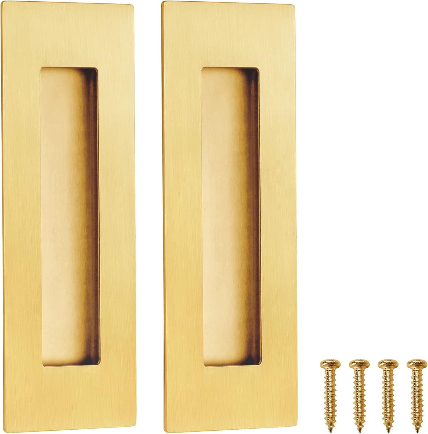 2 Pack Gold Brushed Nickel Recessed Flush Handles,Rectangle Sliding ...