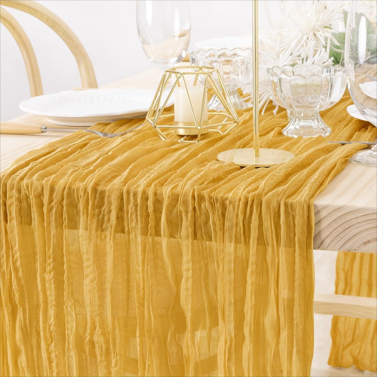 2 Pack Gold Cheesecloth Table Runner Boho Gauze Rustic Cheese Cloths ...