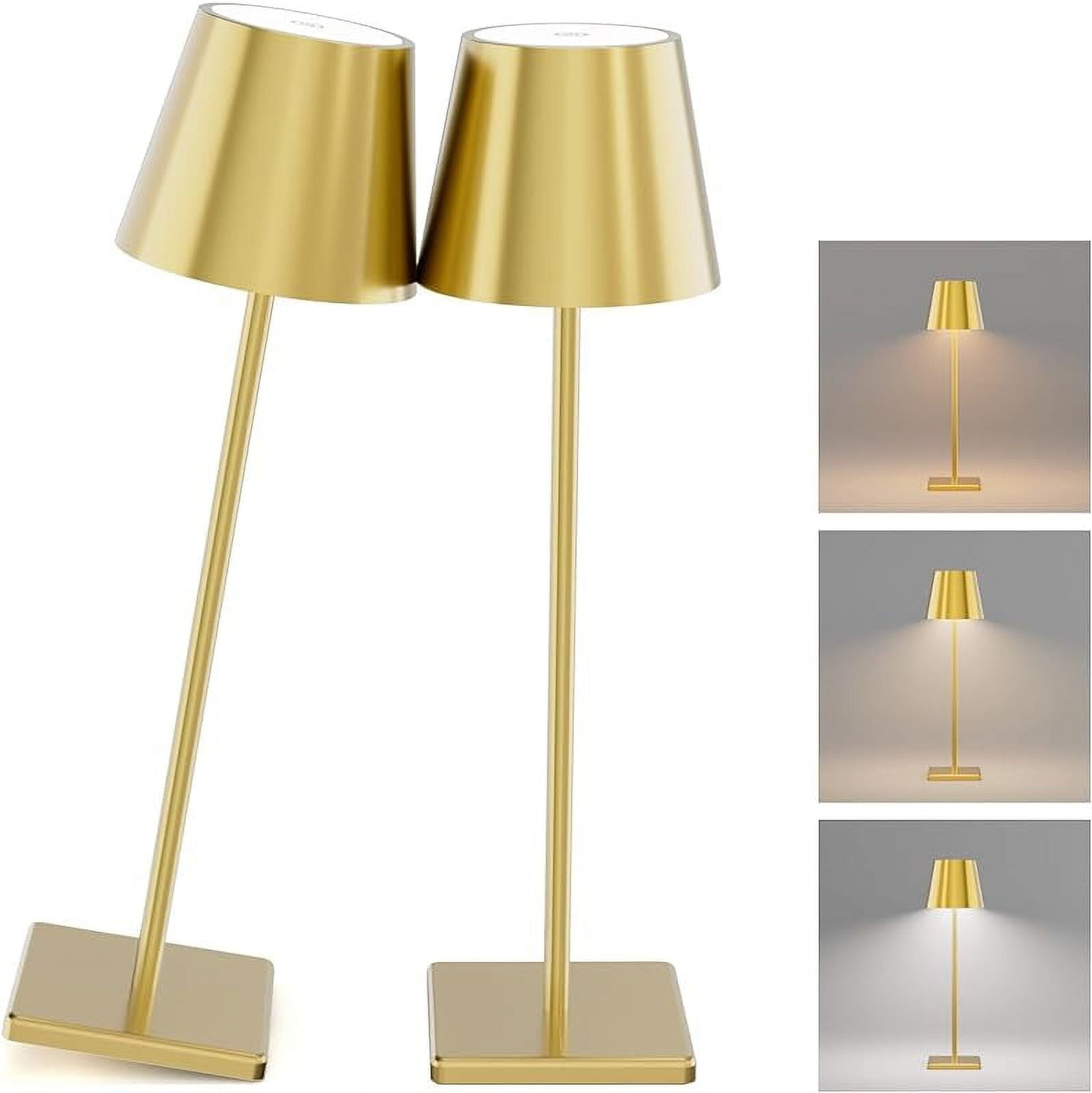 2 Pack Gold Cordless Table Lamp, 5500mAh Battery Powered Table Light ...