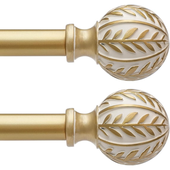 2 Pack Gold Curtain Rods 28-48 Inch Adjustable Heavy Duty Window Rods ...