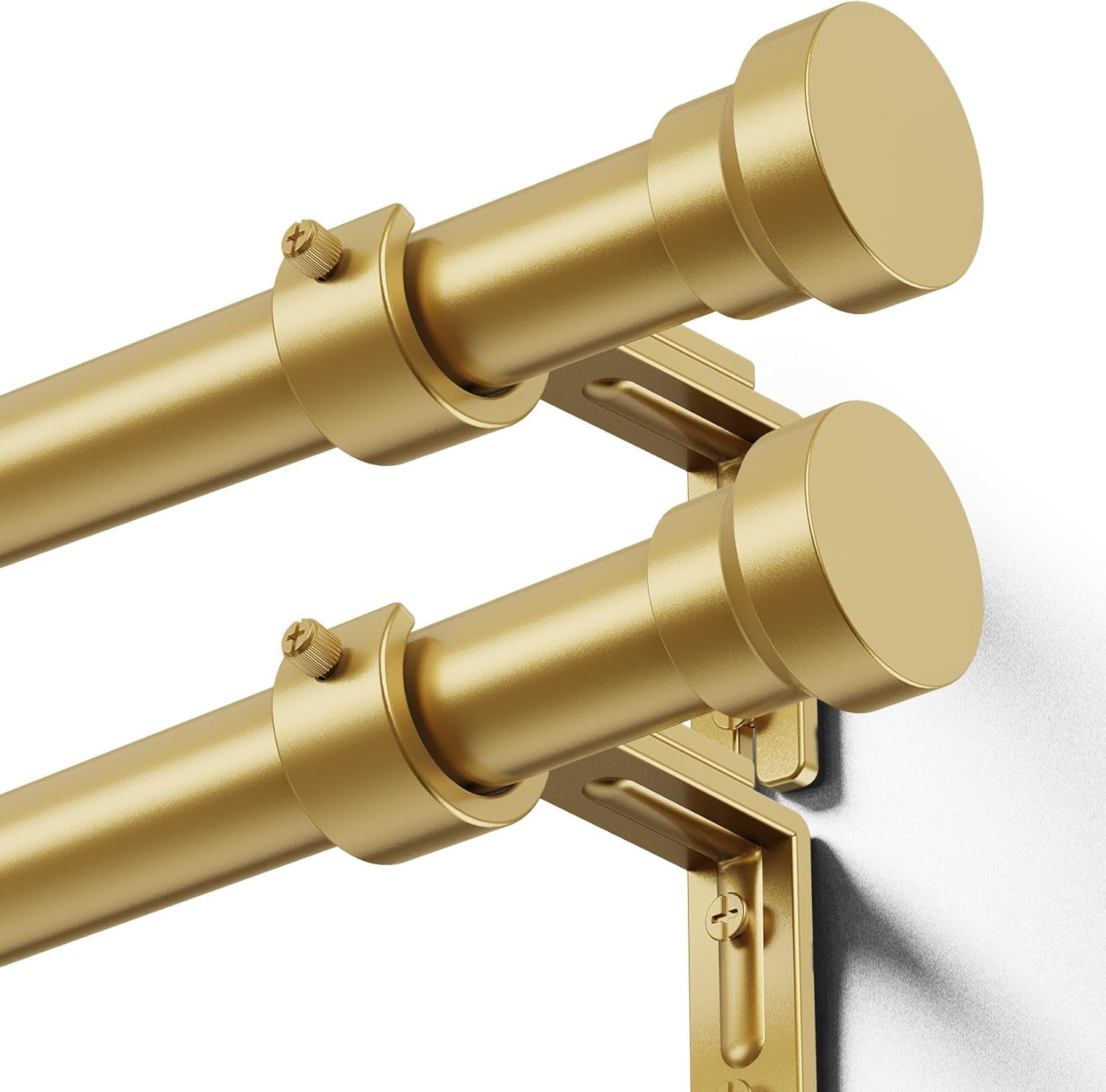 2 Pack Gold Curtain Rods 32-118 Inch - 1 Inch Heavy Duty Adjustable ...