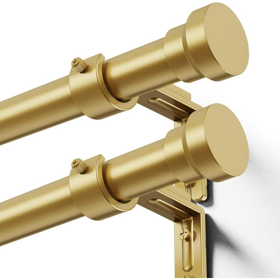 2 Pack Gold Curtain Rods 32-118 Inch - 1 Inch Heavy Duty Adjustable ...