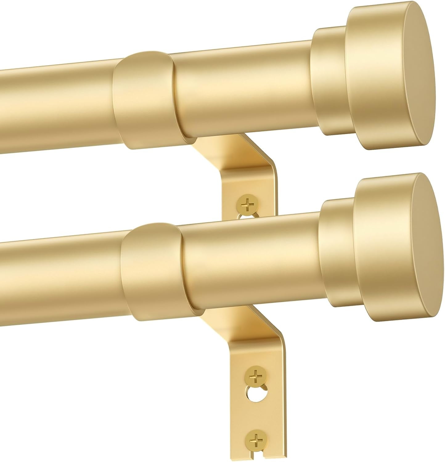 2-Pack Gold Curtain Rods, Adjustable 32 to 120 Inches, 1 Inch Heavy ...