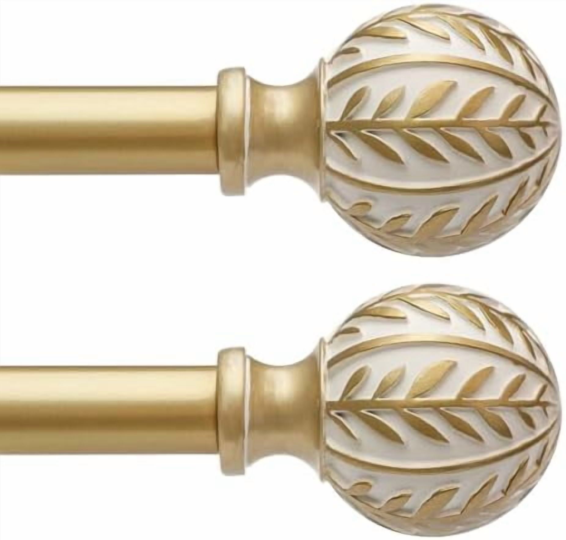 2 Pack Gold Curtain Rods for Windows 48 to 84 inch,1" Adjustable Heavy ...