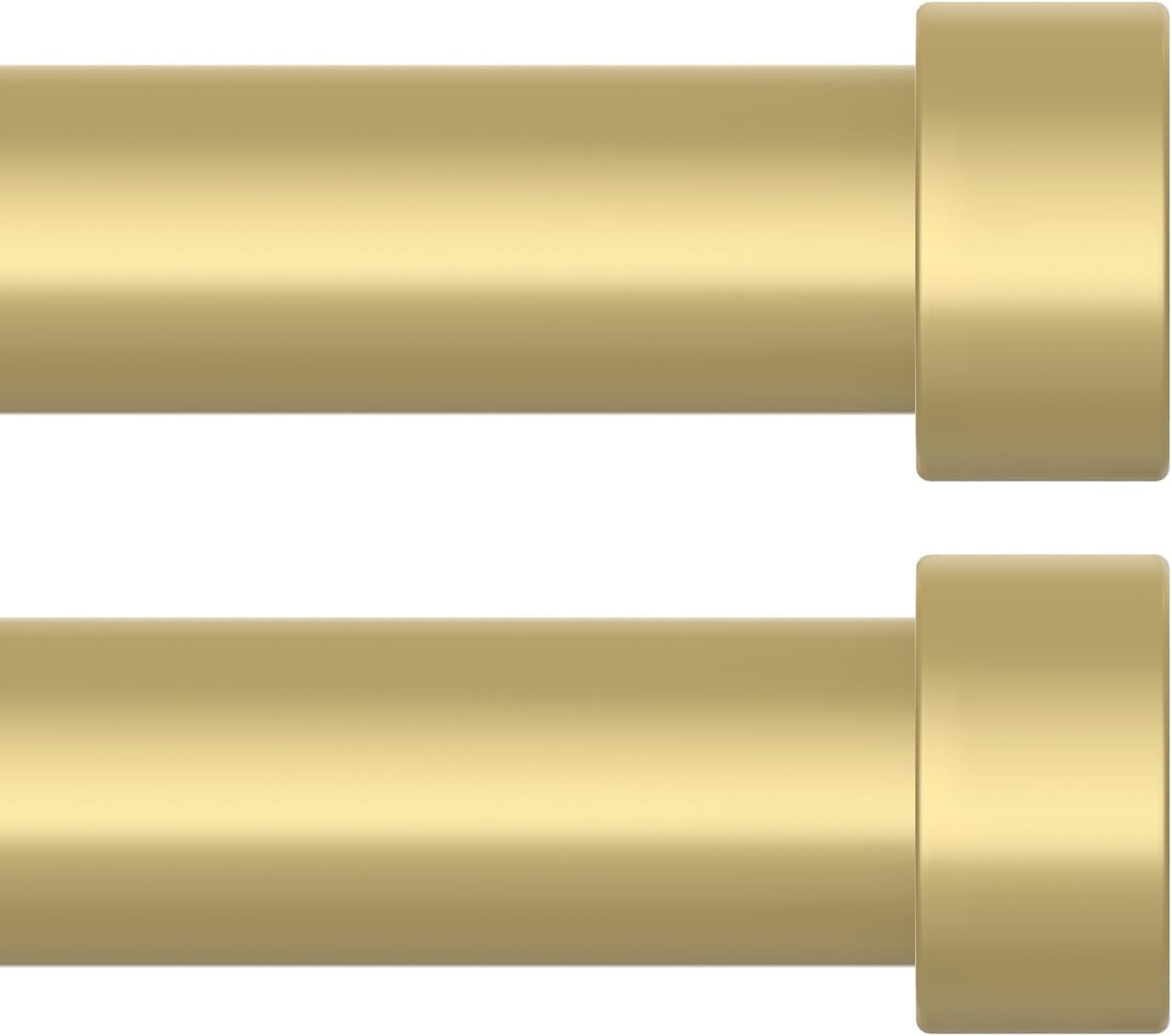 2 Pack Gold Curtain Rods for Windows 66 to 120 Inch, 1'' Modern Easy ...