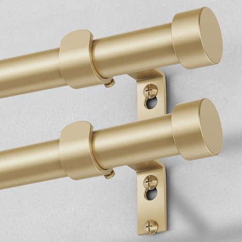 2 Pack Gold Curtain Rods for Windows 48 to 84 Inch(4-7 Feet),1 ...