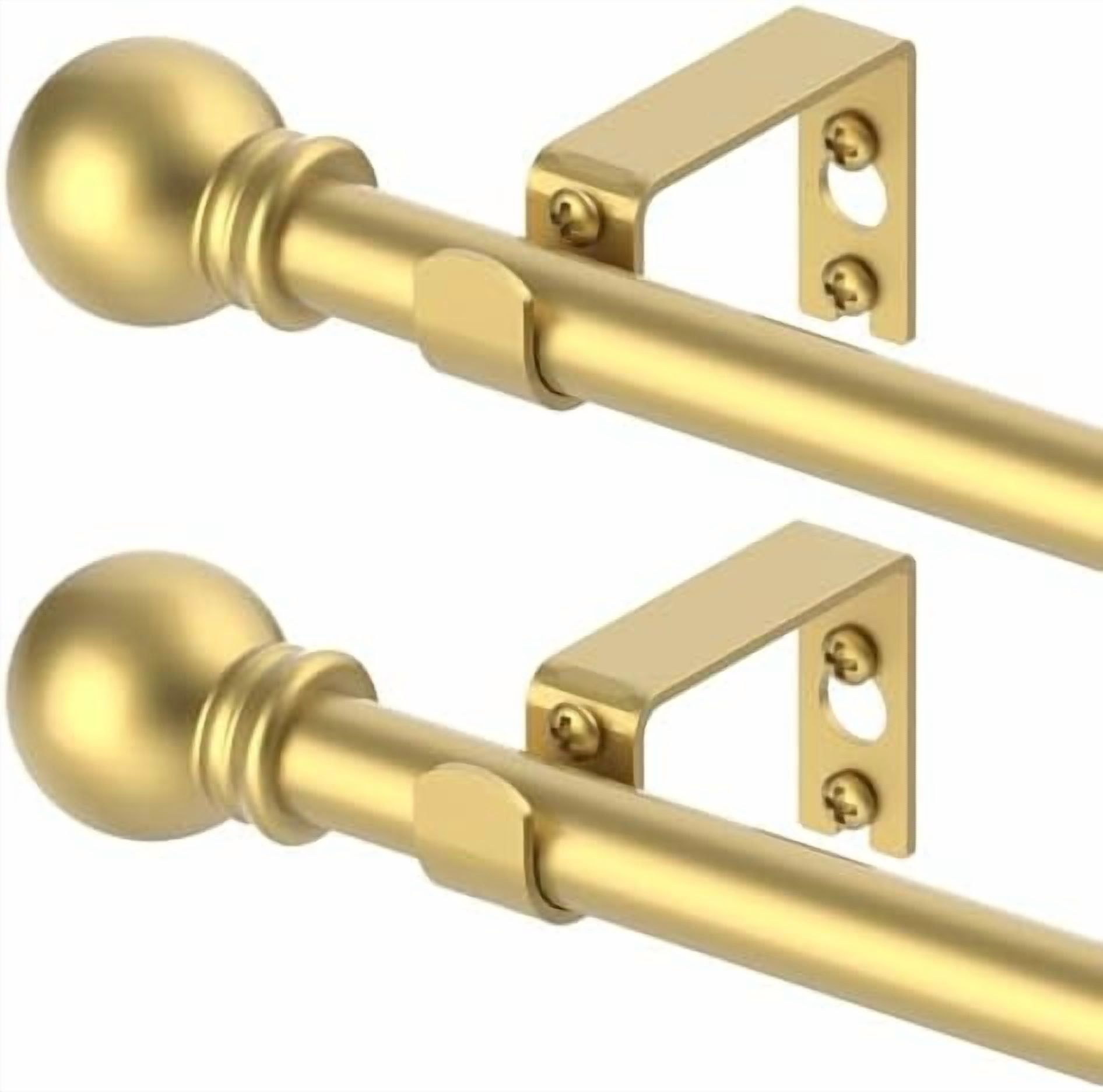 2 Pack Gold Curtain Rods for windows 66 to 120 inch, 5/8 inch Splicing ...