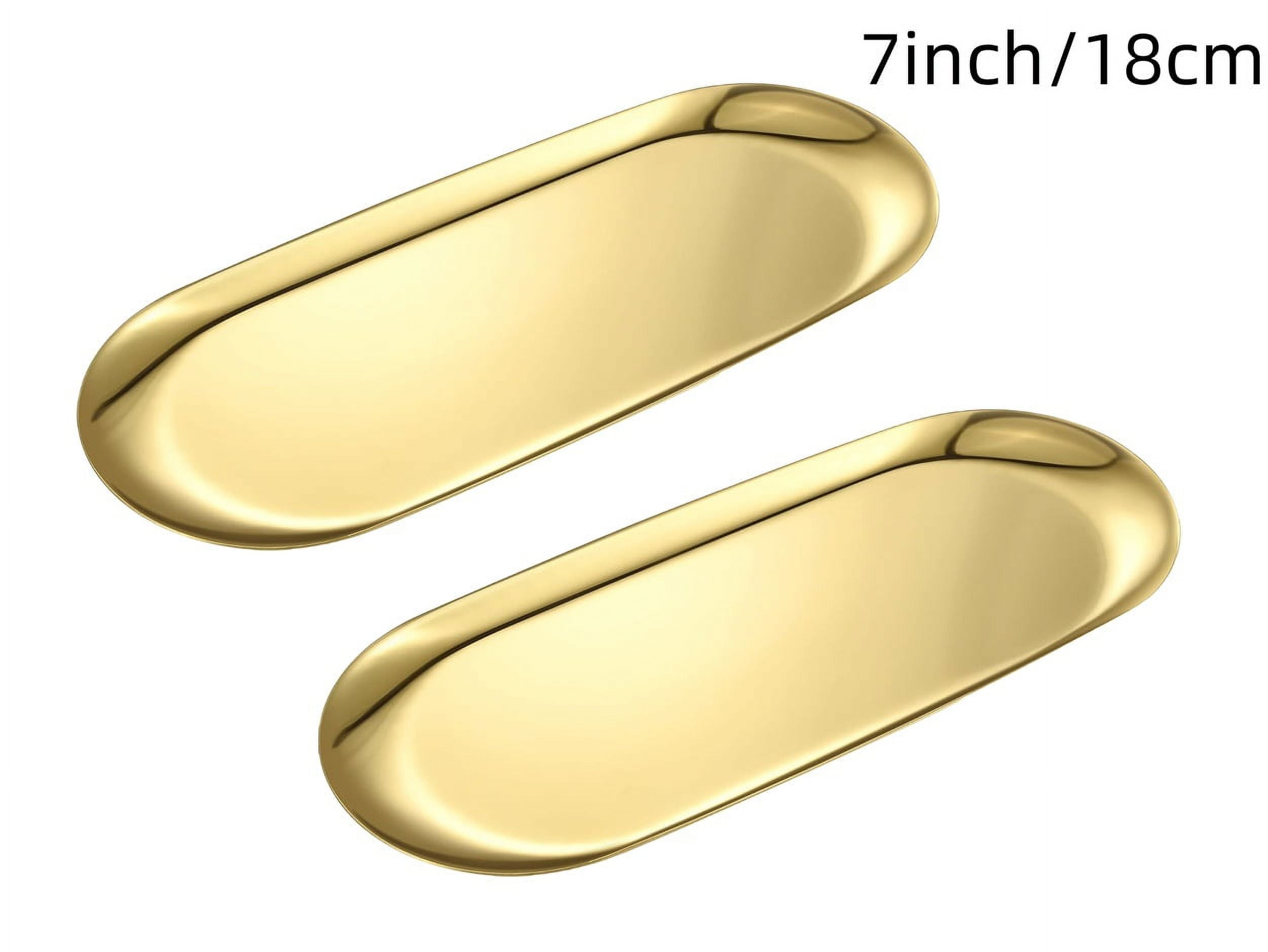 2 Pack Gold Decorative Tray, Jewelry Dish Cosmetics Organizer for ...