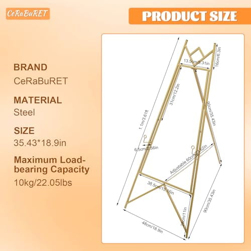 2 Pack Gold Easel Stands, Gold Easels Tripod with 4 Holes, 35.43 * 18 ...