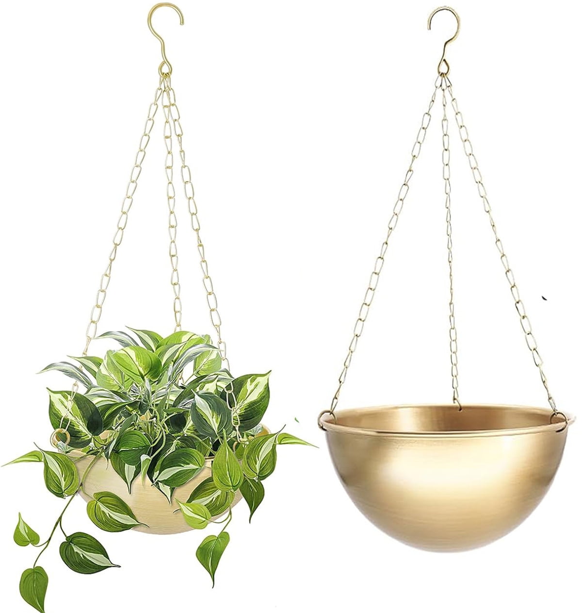 2 Pack Gold Metal Hanging Planters,Bexikou Wall and Ceiling Hanging ...