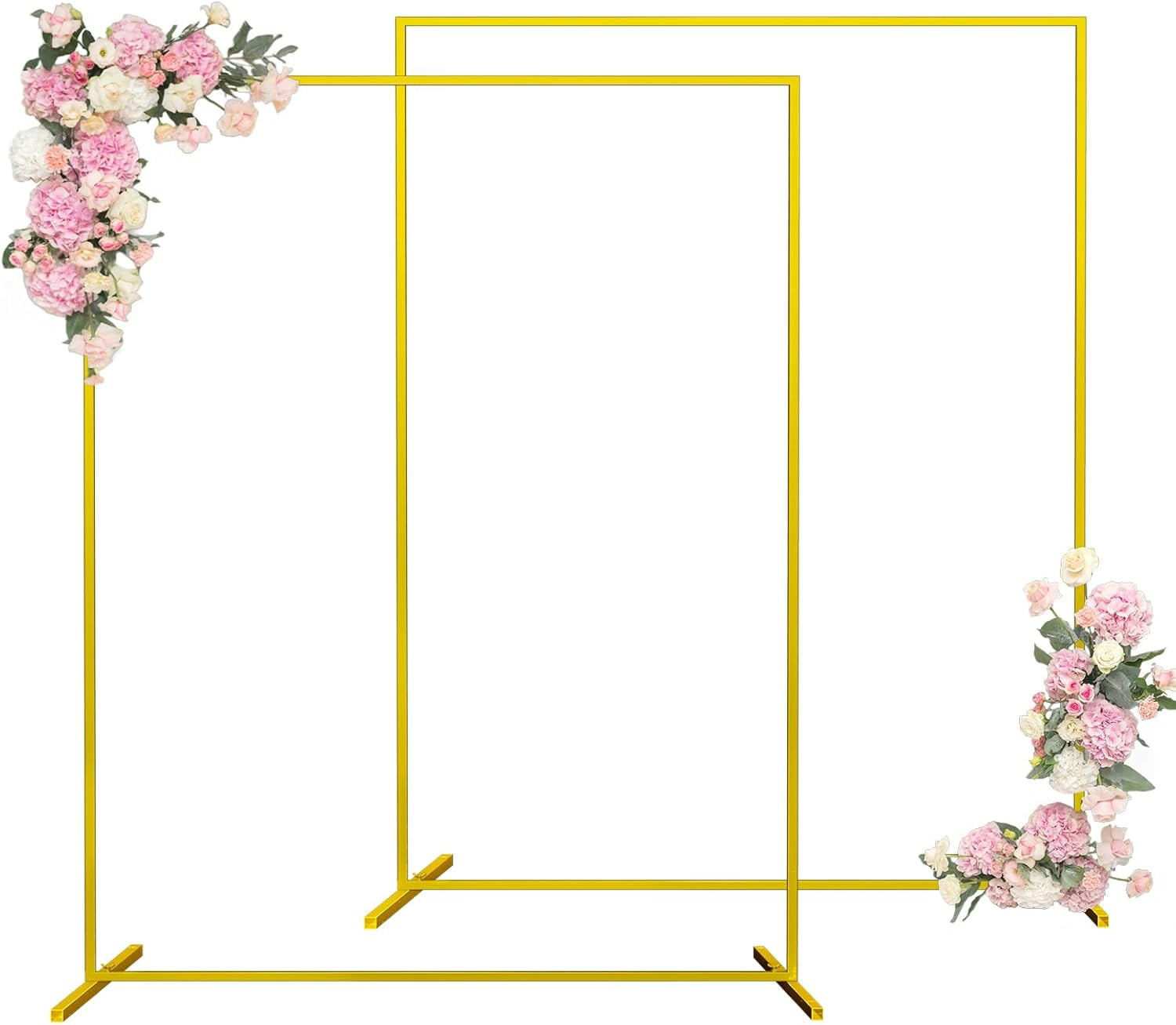 2 Pack Gold Metal Wedding Arch, 6.6FTx 5.5FT Square Backdrop Stand for ...
