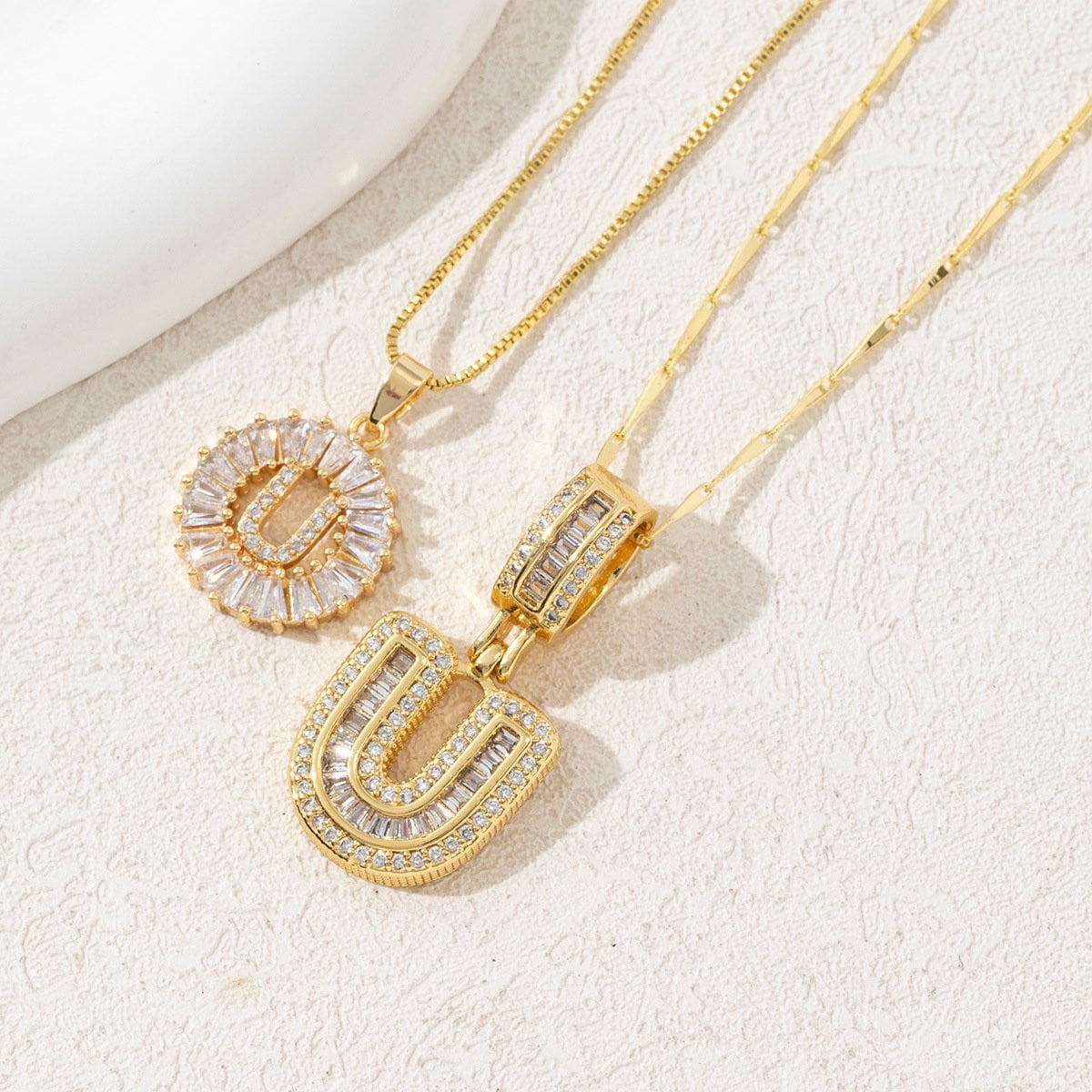 2 Pack Gold-Plated Initial Letter Pendant Necklaces - Customizable A-Z ...