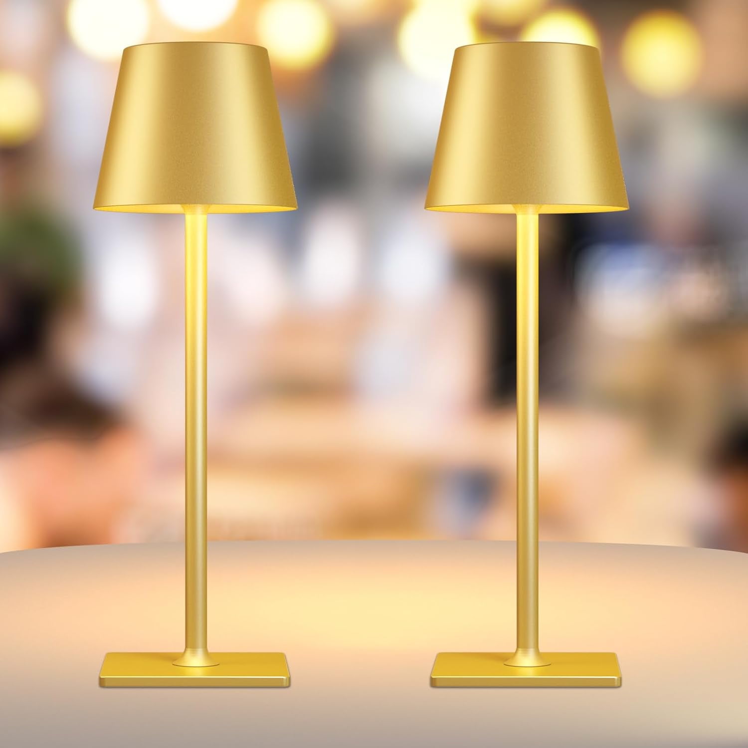2 Pack Gold Rechargeable Table Lamps,Cordless Lamp with 6000mAh Battery ...