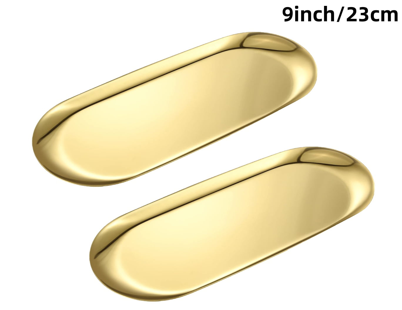 2 Pack Gold Serving Tray Stainless Steel Decorative Storage Organizer ...