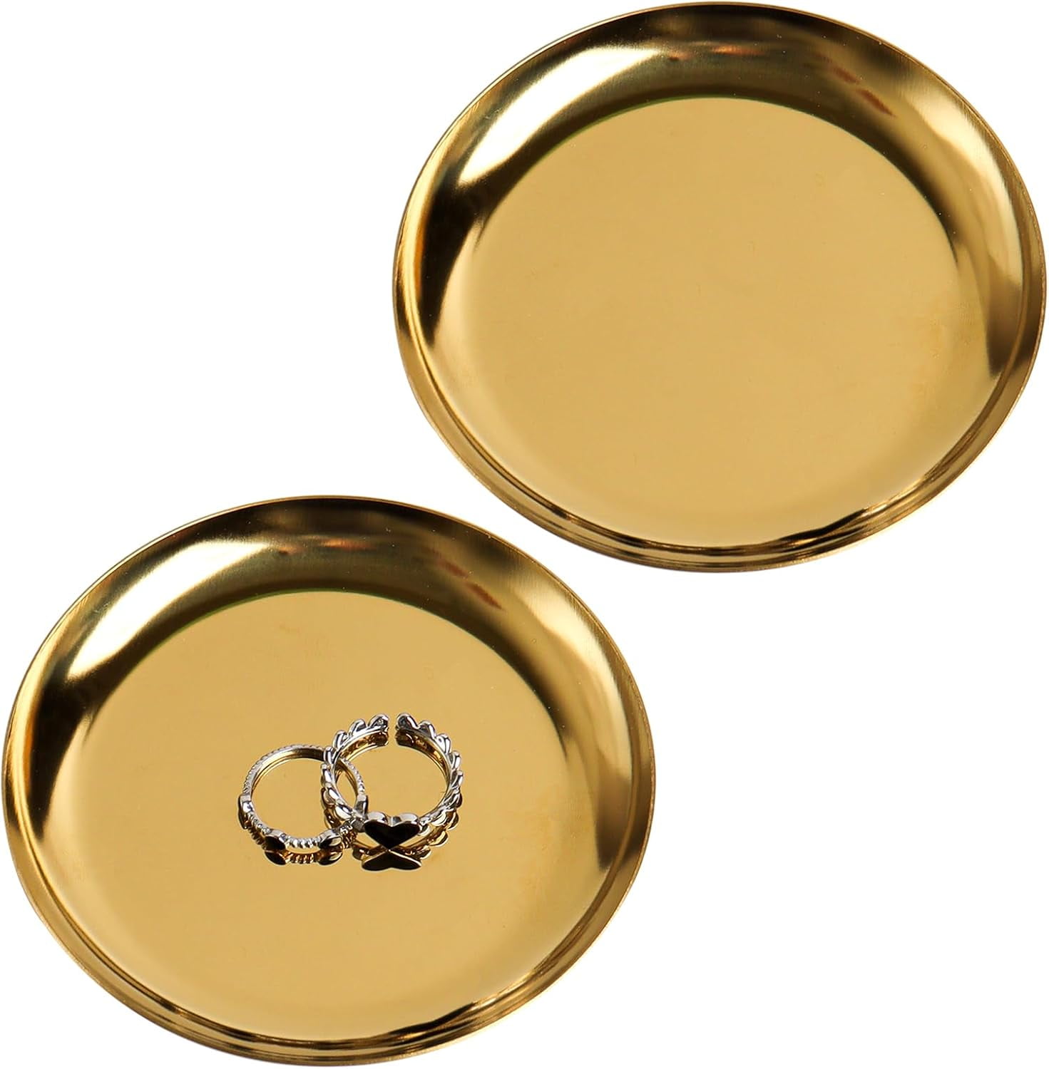 2 Pack Gold Tray,4 inch Stainless Steel Small Gold Decorative Jewelry ...