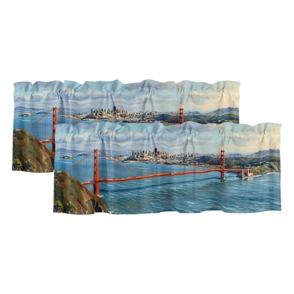 2 Pack Golden Gate Bridge Valance for Window San Francisco Coastal ...