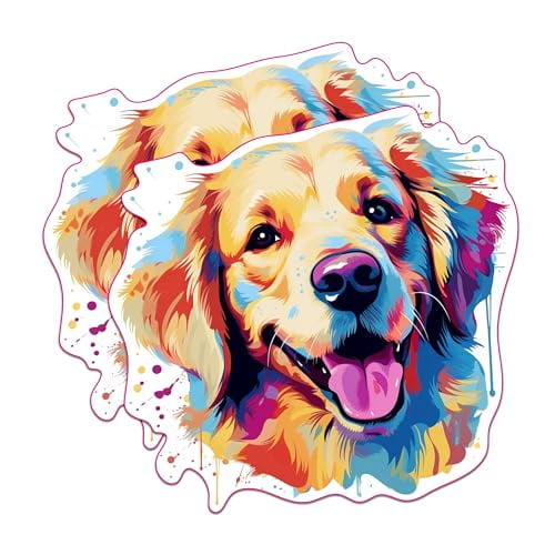 (2 Pack) Golden Retriever Dog Breed Stickers - 5 Inches On Longest Side ...