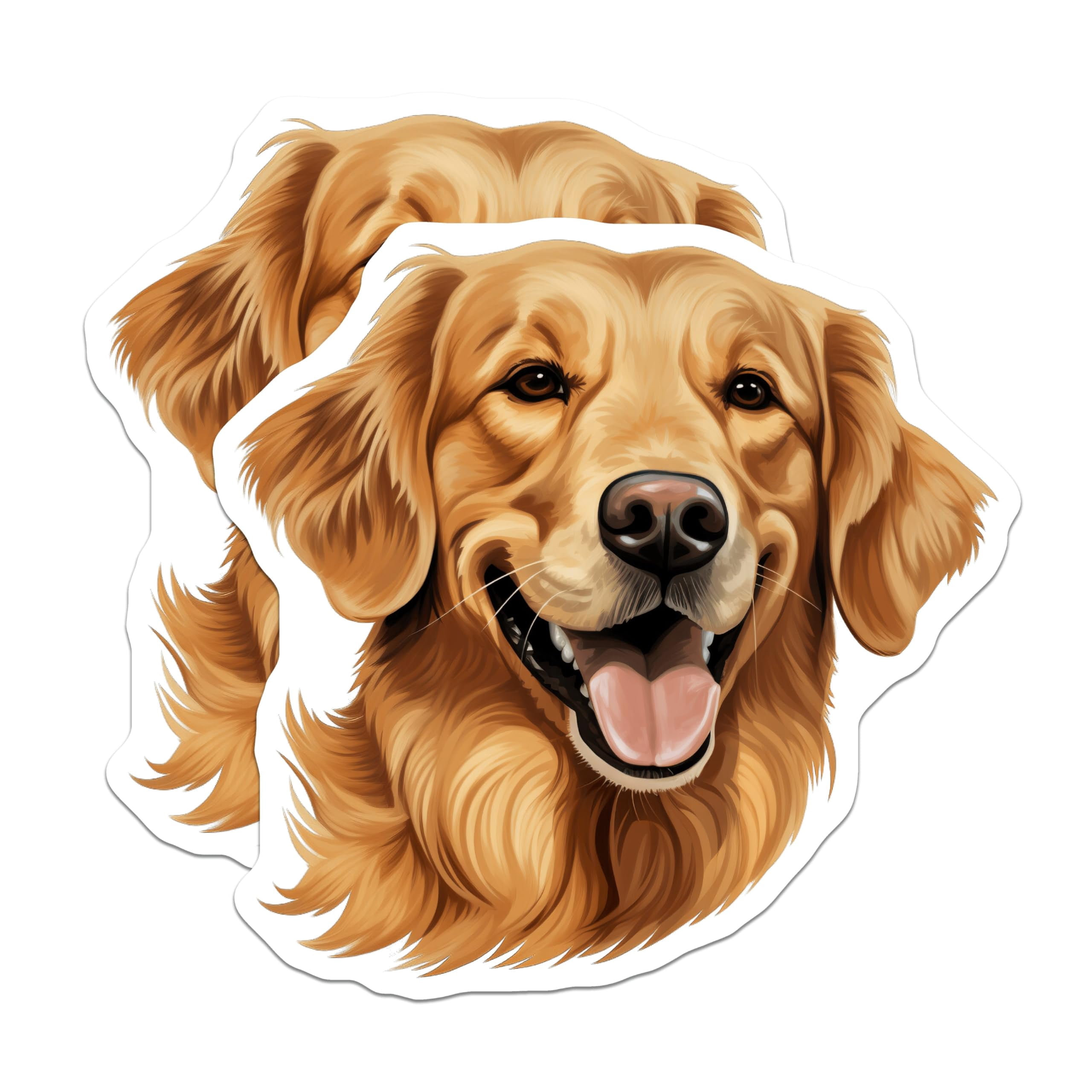 (2 Pack) Golden Retriever Dog Magnets - Happy Canine Illustration - Pet ...