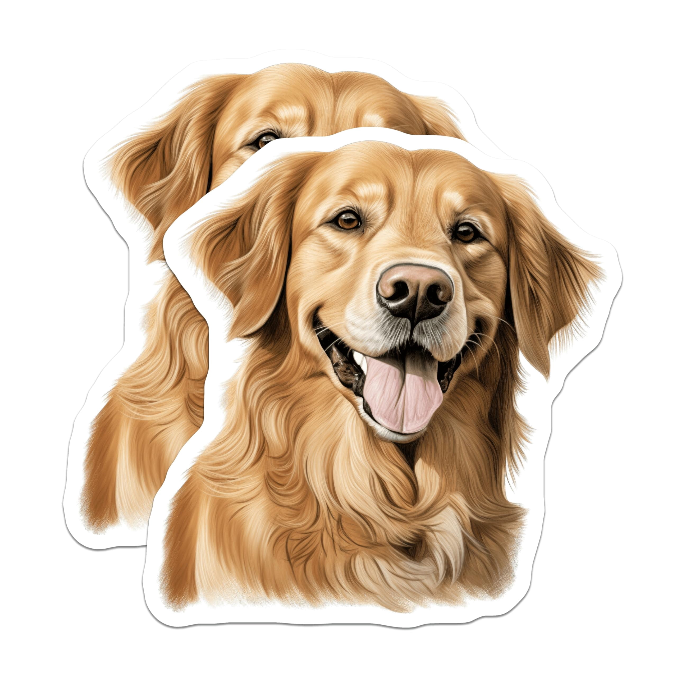 (2 Pack) Golden Retriever Stickers - Happy Dog Decal - Cheerful Canine ...