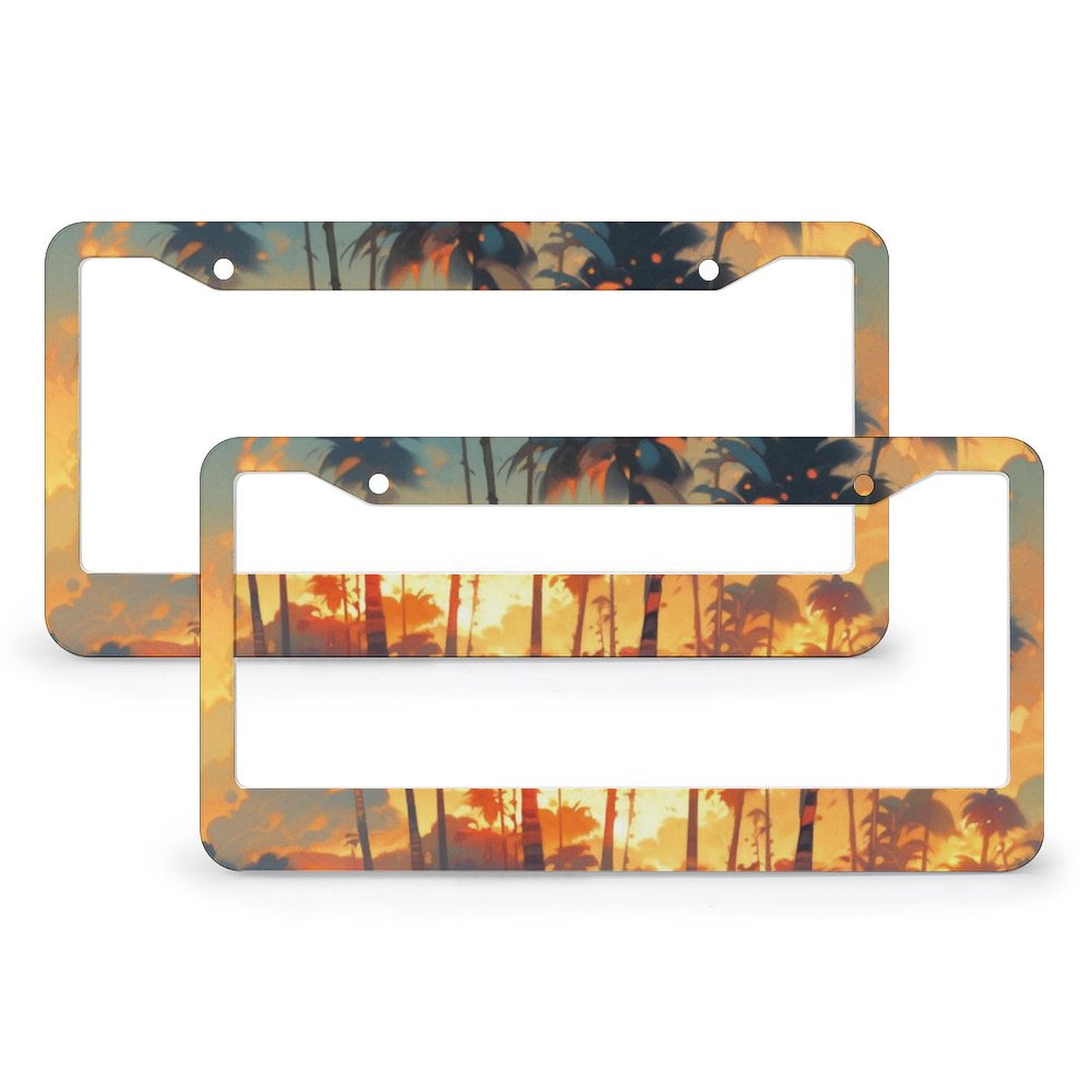 2 Pack Golden Sunset on The Beach Sea Ocean License Plate Cover Summer ...