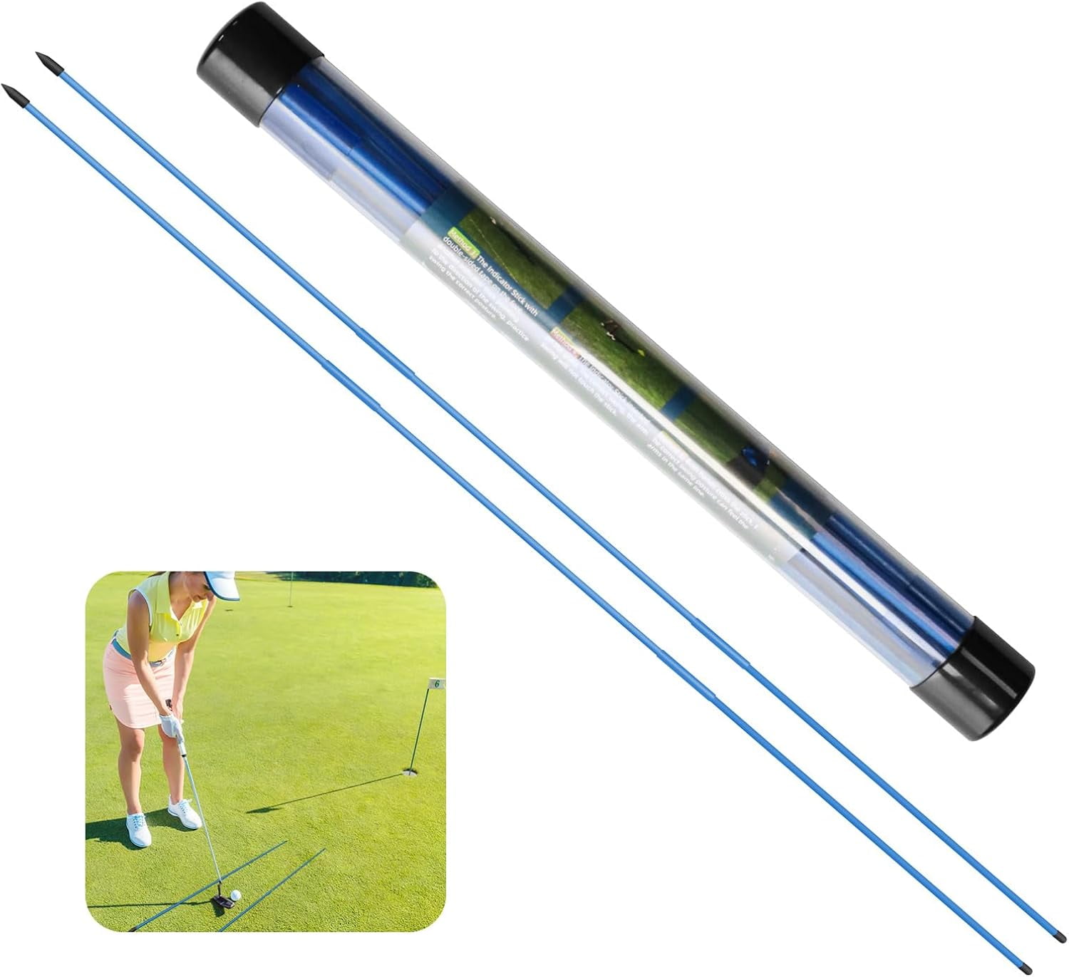 2 Pack Golf Alignment Stick Sticks Training Aid Rods Rod Cover Tool ...