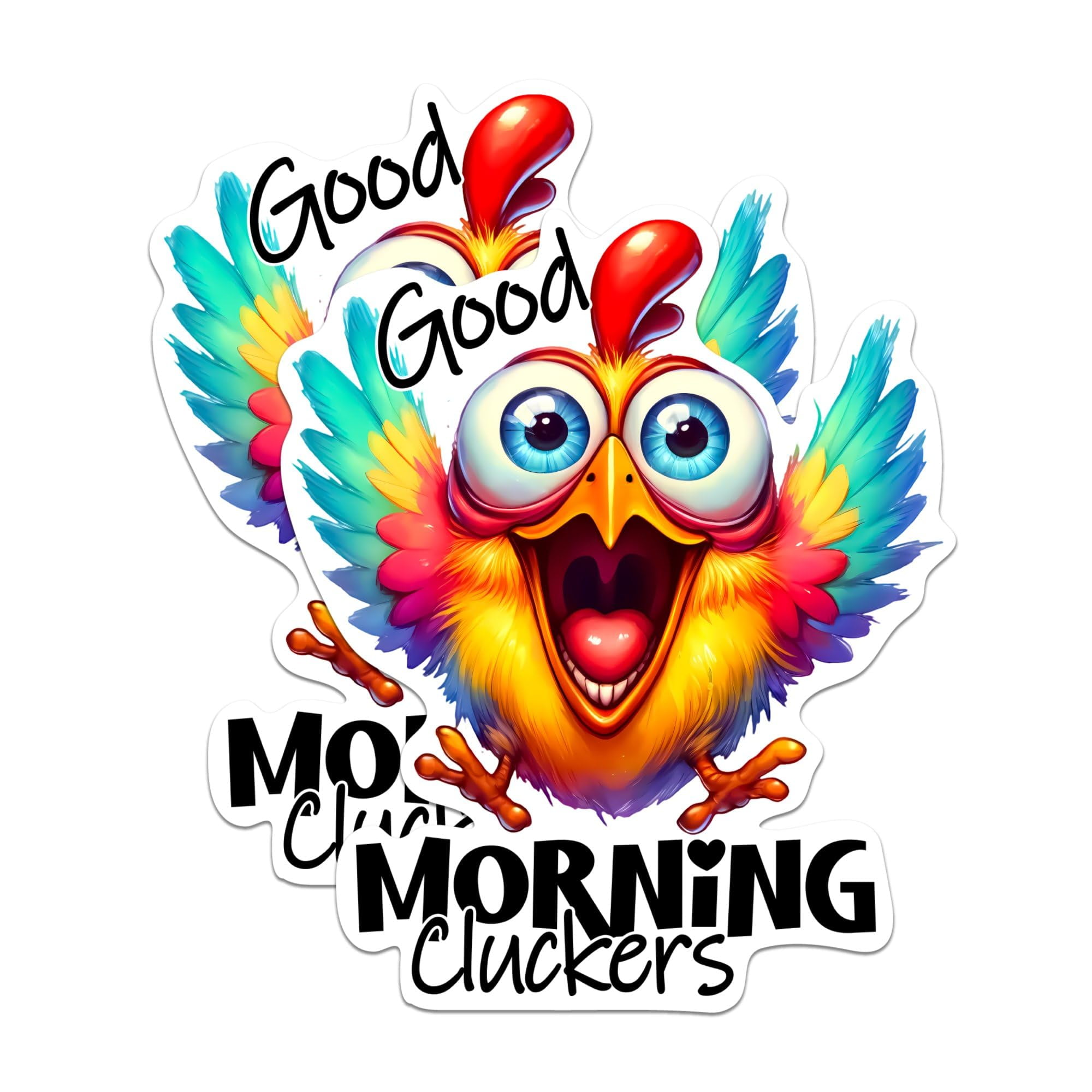 (2 Pack) Good Morning Cluckers Stickers - Funny Chicken Rooster Sticker ...