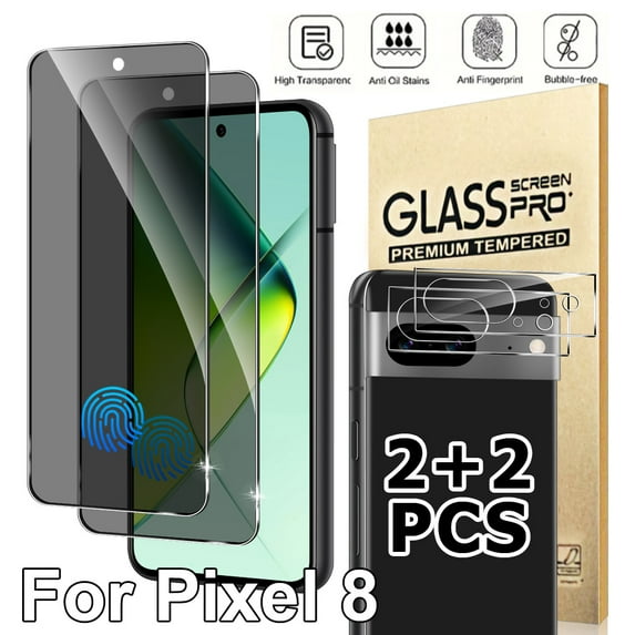 2 Pack Google Pixel 8 Privacy Screen Protector with 2 Camera Lens ...