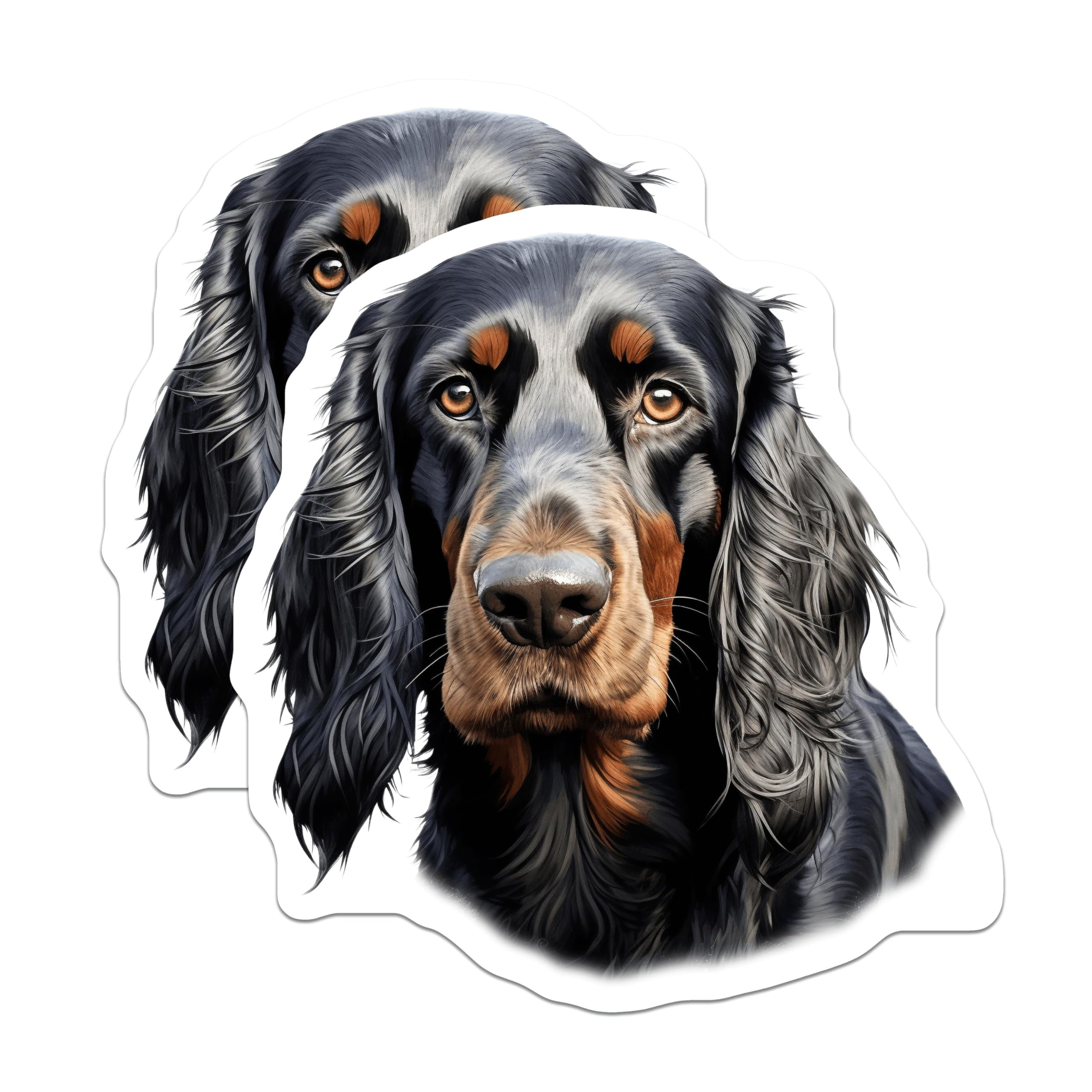 (2 Pack) Gordon Setter Stickers - Black Tan Dog Portrait - Canine ...