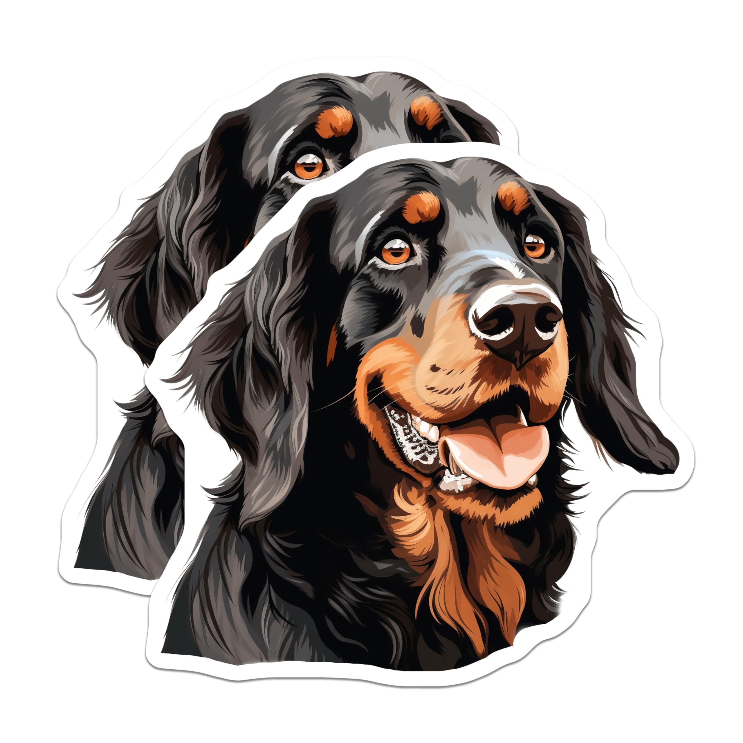(2 Pack) Gordon Setter Stickers - Expressive Black and Tan Dog Decal ...