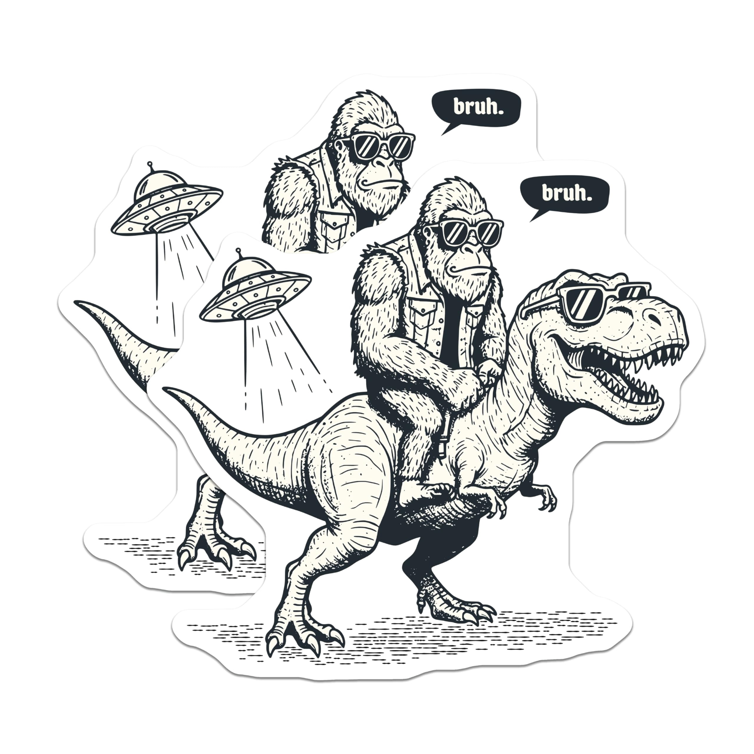 (2 Pack) Gorilla T Rex Magnets - Funny Dinosaur Alien Meme - Bruh UFO ...