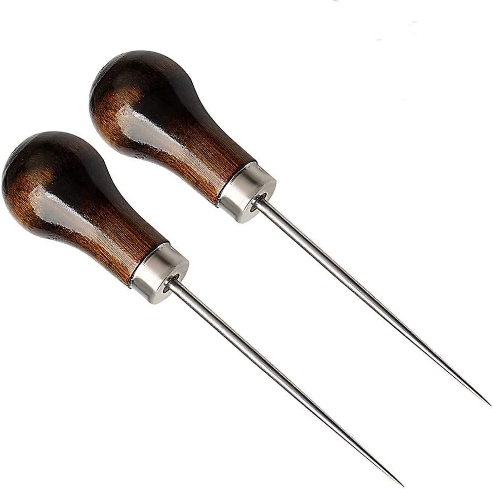 2 Pack Gourd Shape Tailors Awl Wood Handle Scratch Sewing Tool for ...