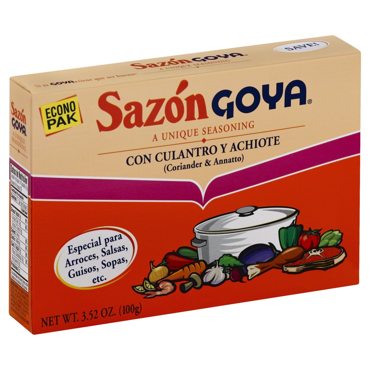 Goya Sazon Coriander & Annatto Seasoning - 3.52 oz- Pack of 2 - Walmart.com