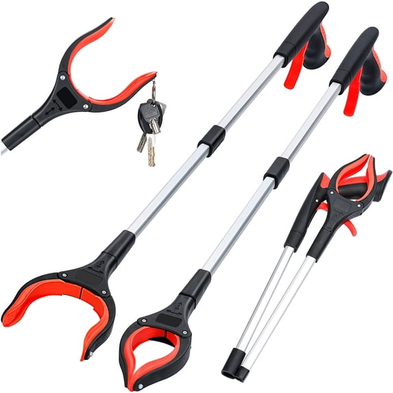 2-Pack Grabber Reacher Tool,32 Inch Extra Long Foldable Pick Up Stick ...