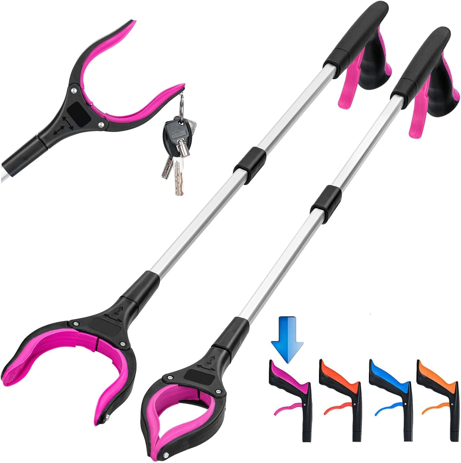 2-Pack Grabber Reacher Tool,32 Inch Extra Long Foldable Pick Up Stick ...