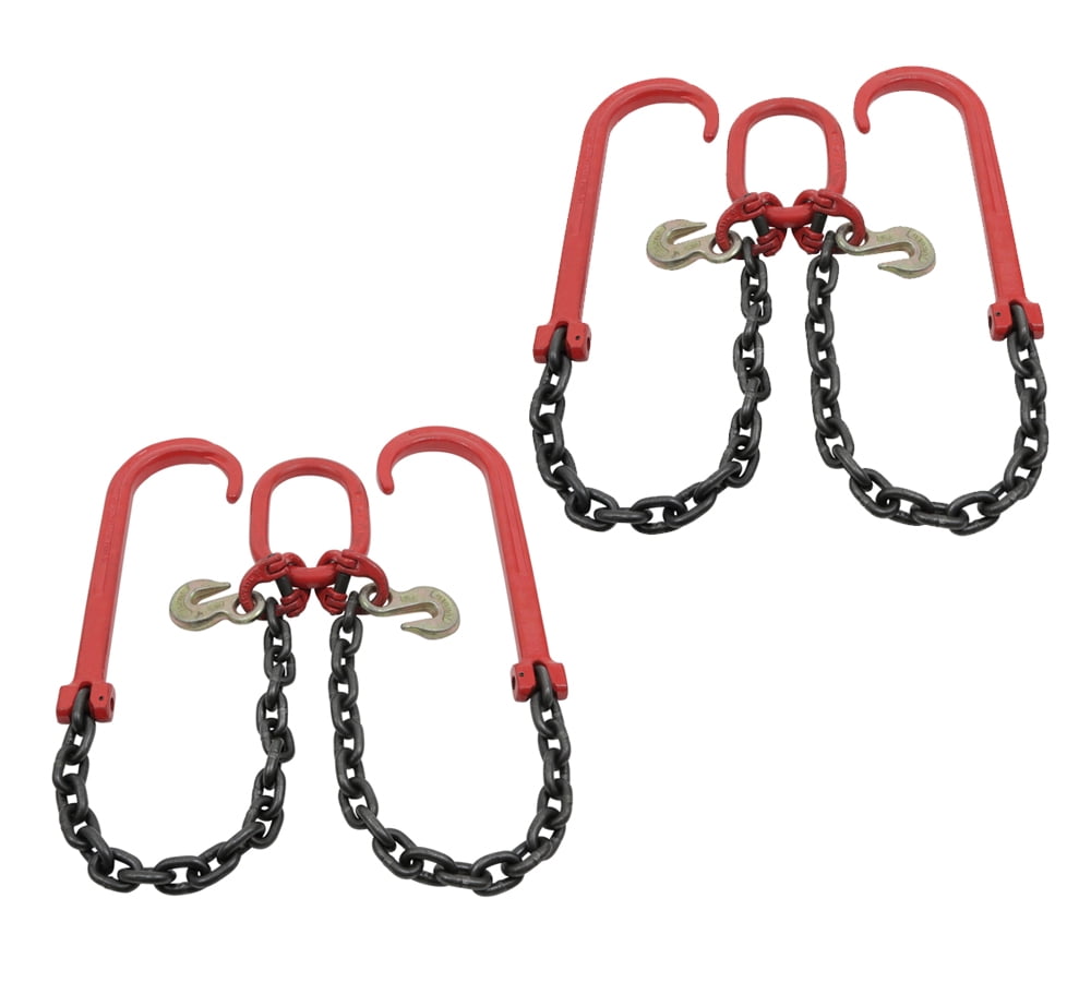 (2 Pack) Grade 80 V Bridle Chain, Tow Recovery G80 3/8" x 2' Chain 7100 ...