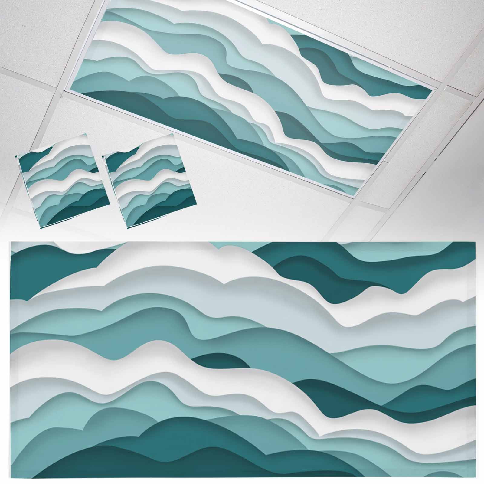 2 Pack Gradient Ocean Fluorescent Light Covers for Ceiling Lights Waves ...