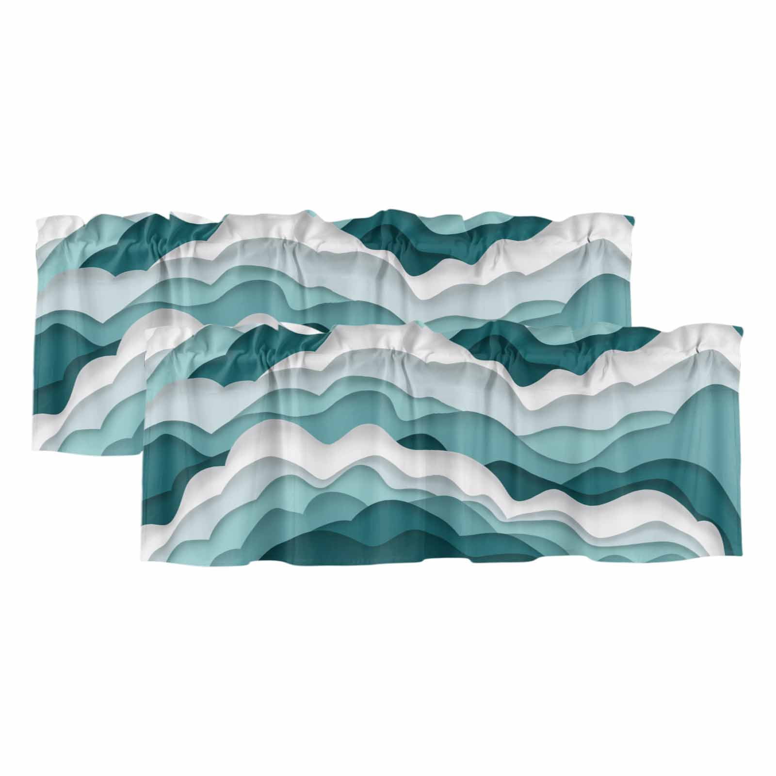 2 Pack Gradient Ocean Valance for Window Waves Turquoise Teal Gradient ...