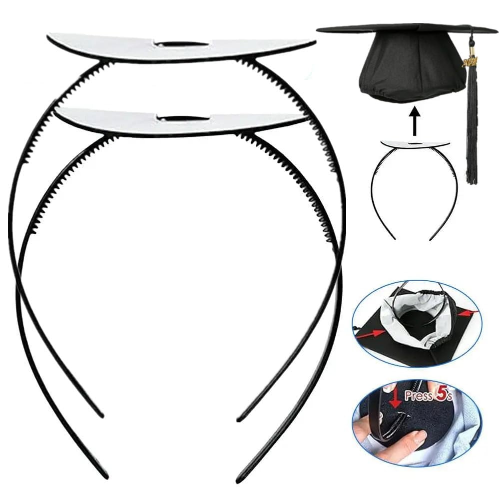 2 Pack Graduation Cap Headband, Firm Anti-Fall Grad Cap Headband Insert ...