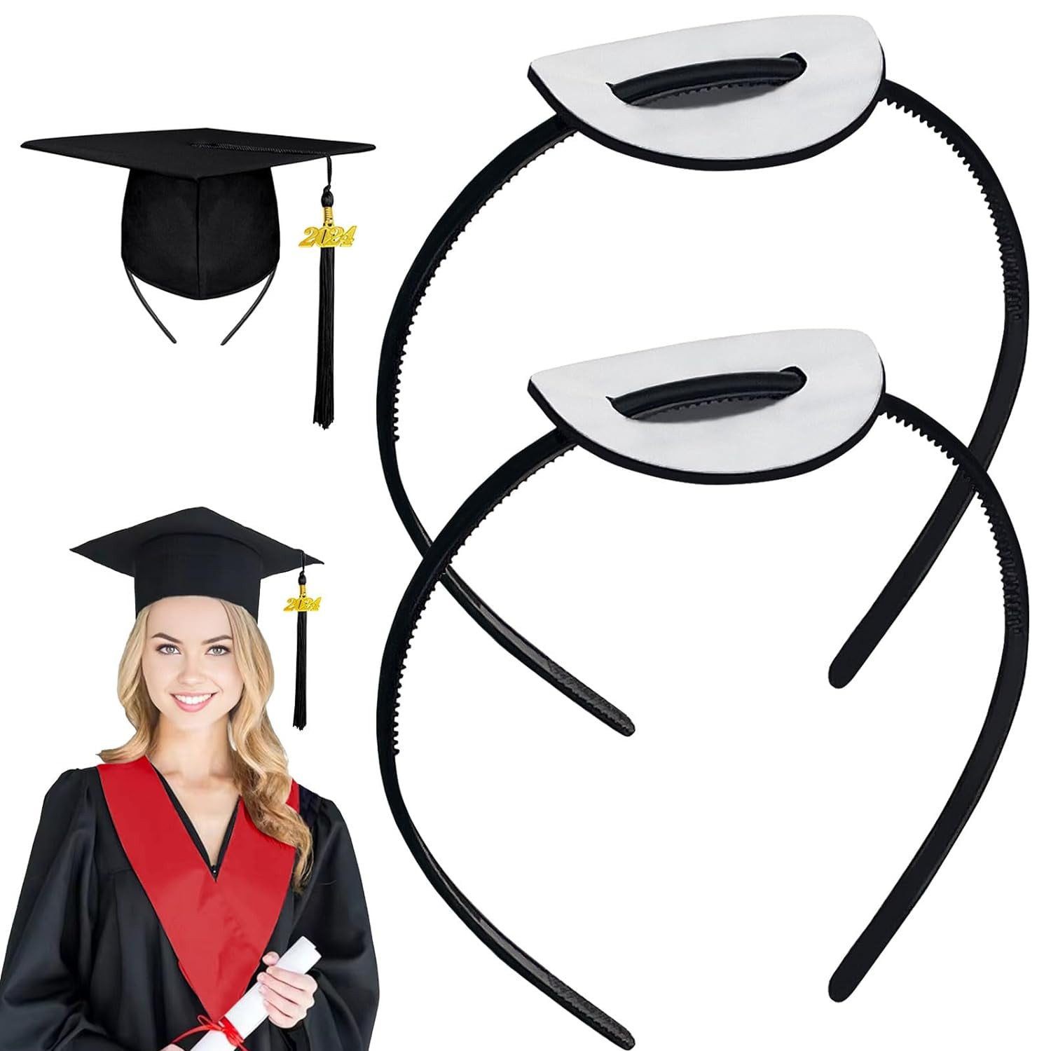 2 Pack Graduation Cap Headband - Grad Cap Head Band Insert with EVA ...