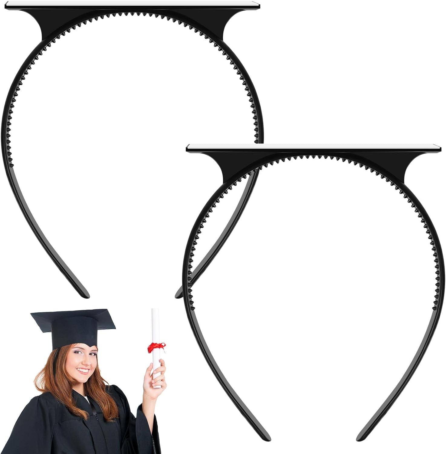 2 Pack Graduation Cap Headband, Grad Cap Headband Insert Secures Your ...