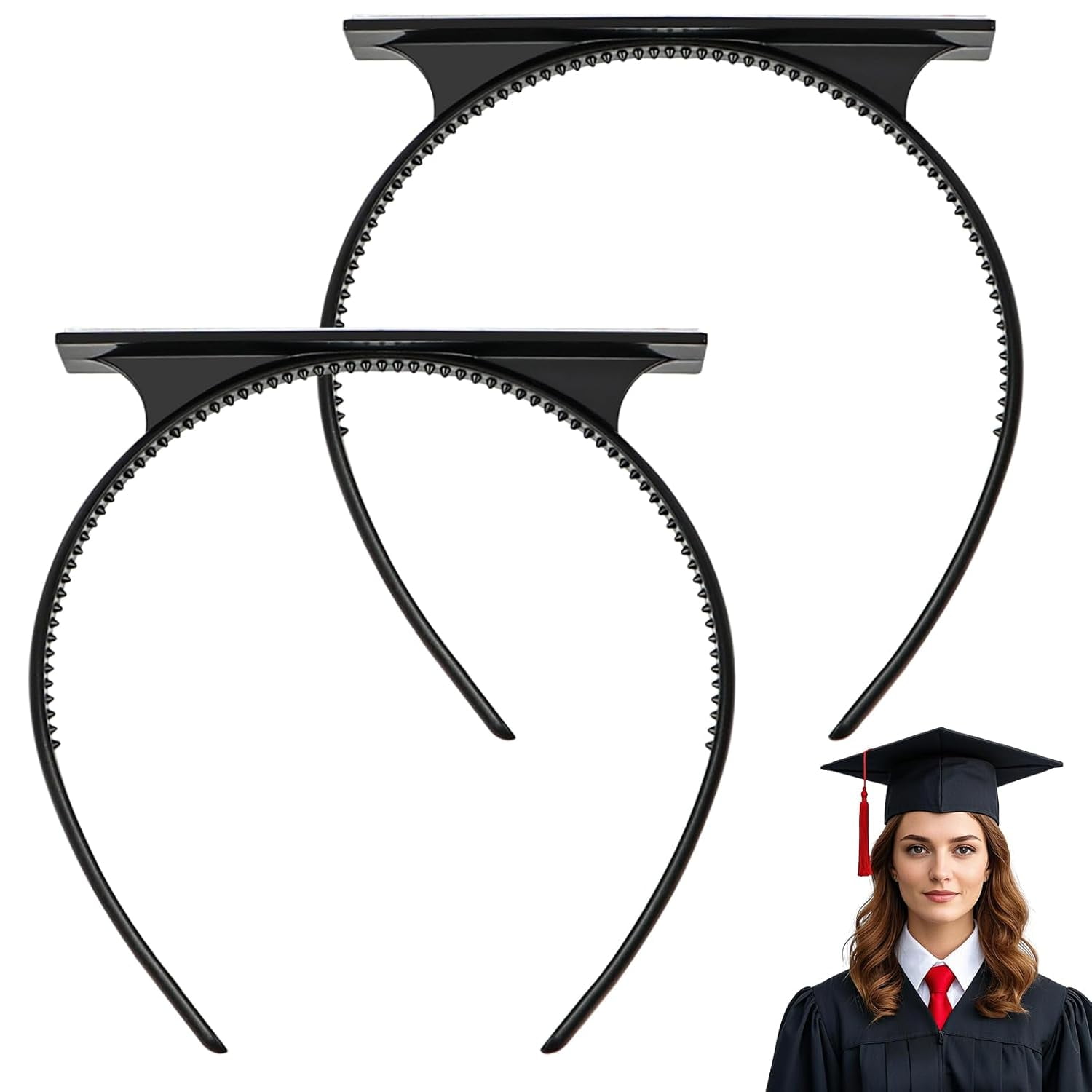 2 Pack Graduation Cap Headband Insert- Upgrade Secures Grad Cap ...